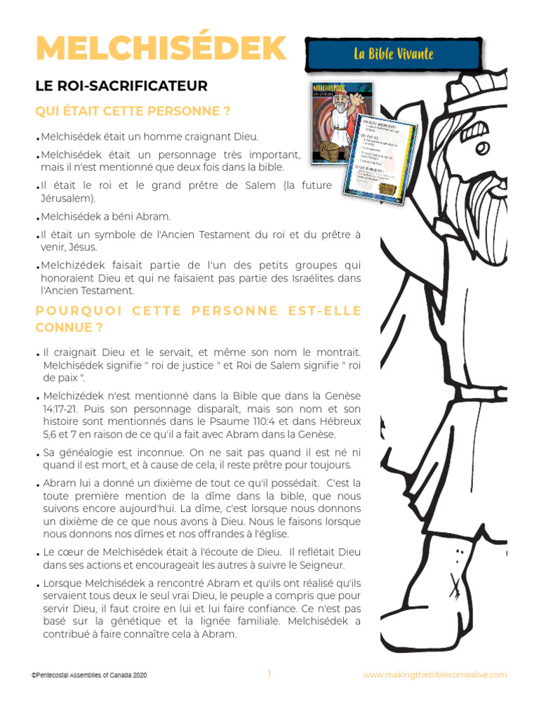 Melchisédek : Roi et Prêtre de Salem | PDF | Abraham | Dieu