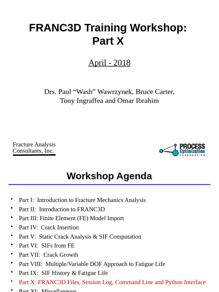 FRANC3D V7 Training Part 10 Session Log | PDF | Fracture | Graphical User Interfaces