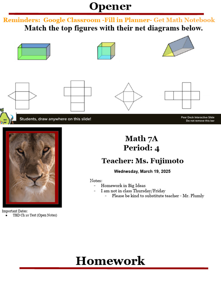 03 - 19 10.1 Surface Area of Prisms Math 7A (Google Slides) | PDF