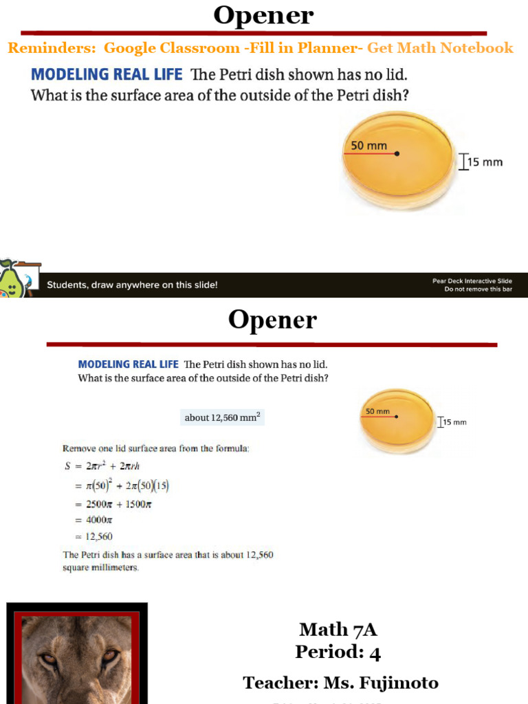 03 - 21 10.3 Surface Area of Pyramids Math 7A | PDF