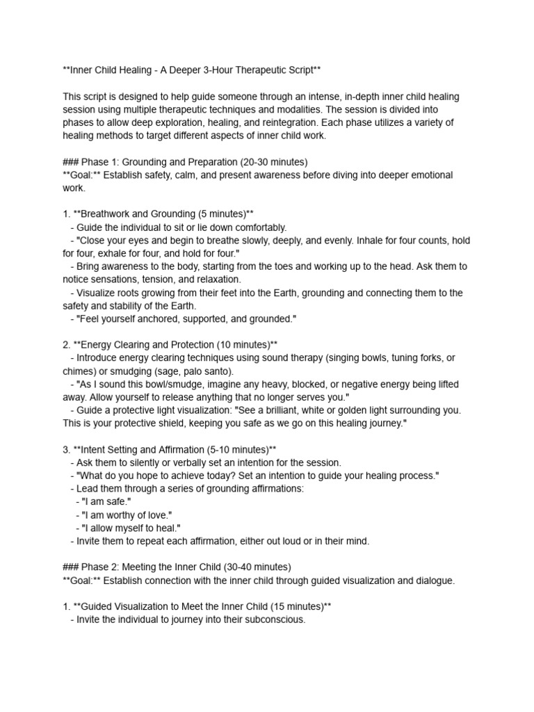 3 Hour Inner Child Healing Script | PDF | Emotions | Emotional Freedom ...