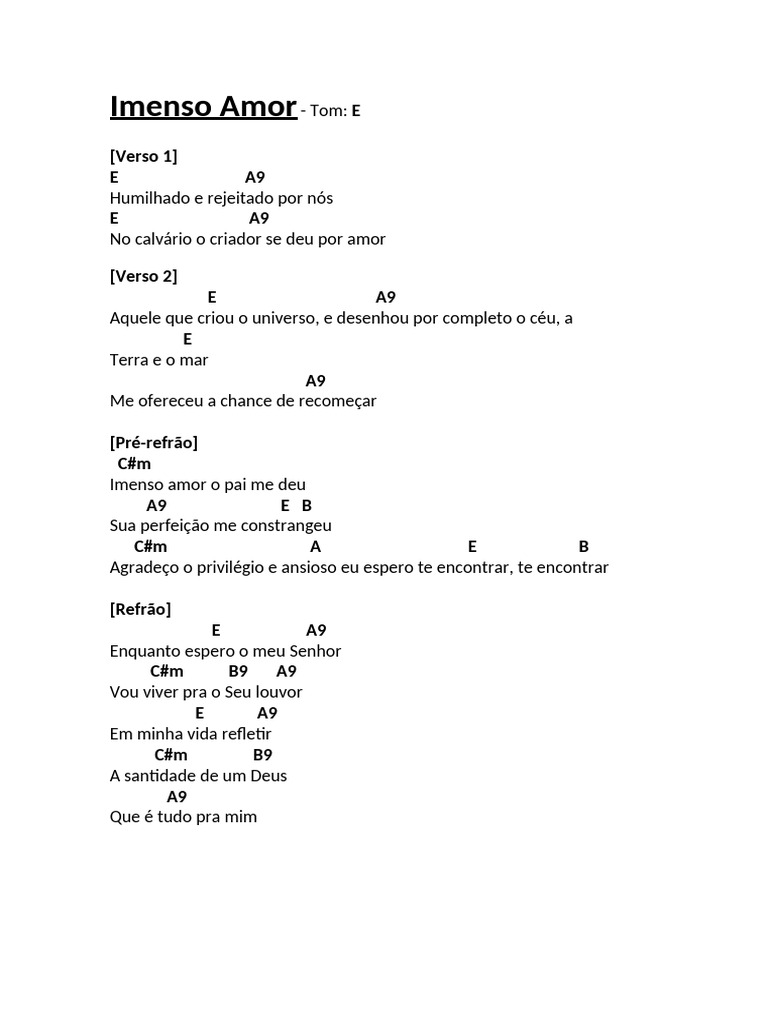 Imenso Amor - Tom E | PDF
