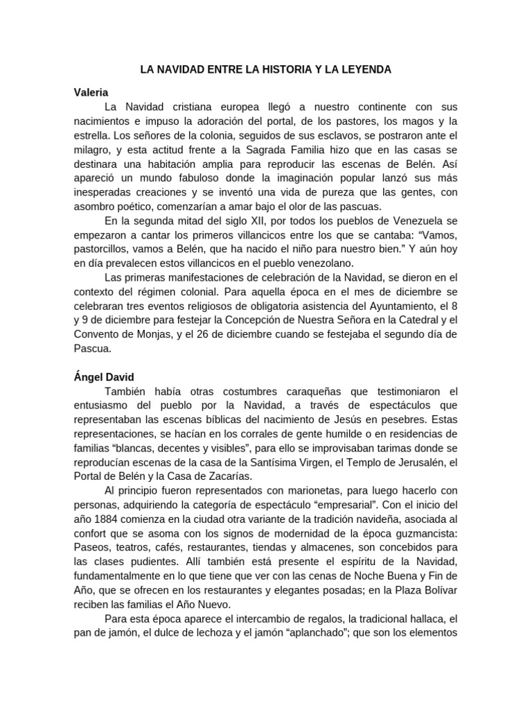 Historia y Tradiciones de la Navidad en Venezuela | PDF | Navidad ...