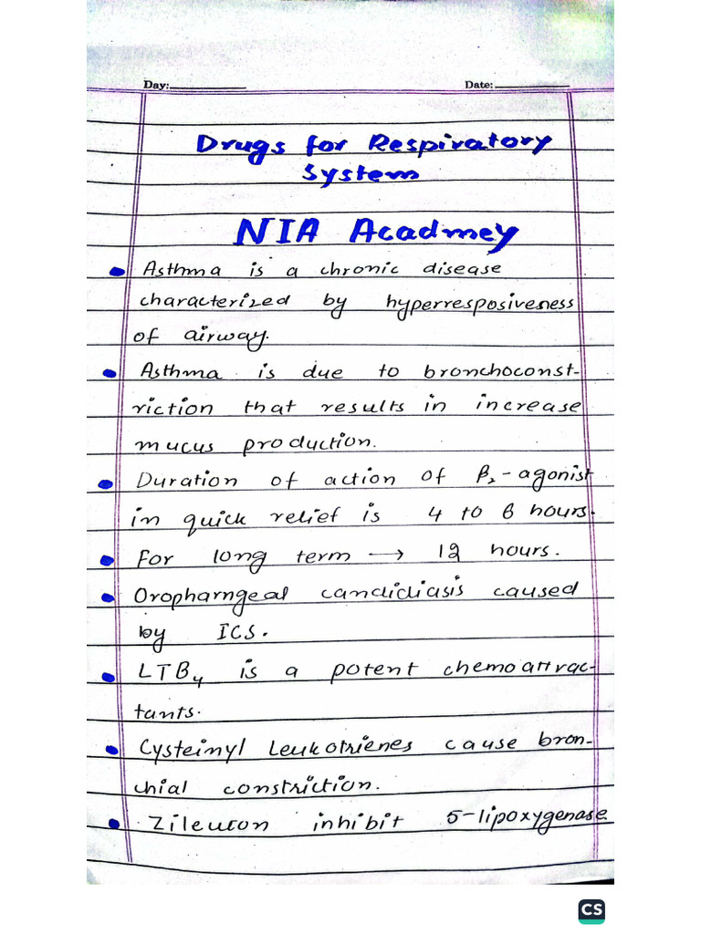 Imp Points of Drugs For Respiratory System | PDF