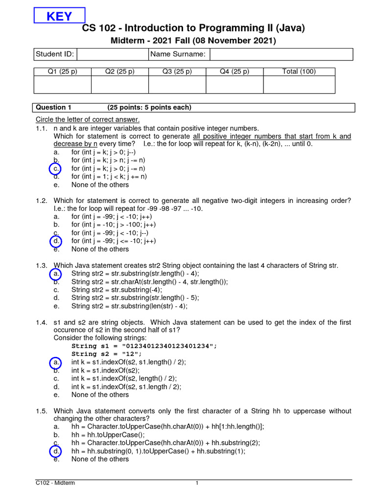 CS102 2122 Fall Midterm Sol | PDF | Parameter (Computer Programming) | Computing