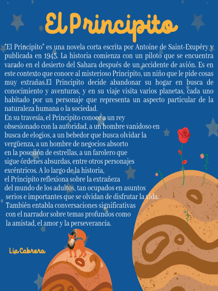 El Principito: Resumen por capítulos | PDF