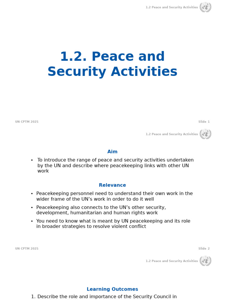 M1 - Lesson 1.2 Peace and Security Activities - Slides | PDF ...