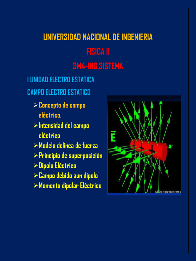 Campo Eléctrico y Dipolos en Física II | PDF | Campo eléctrico ...