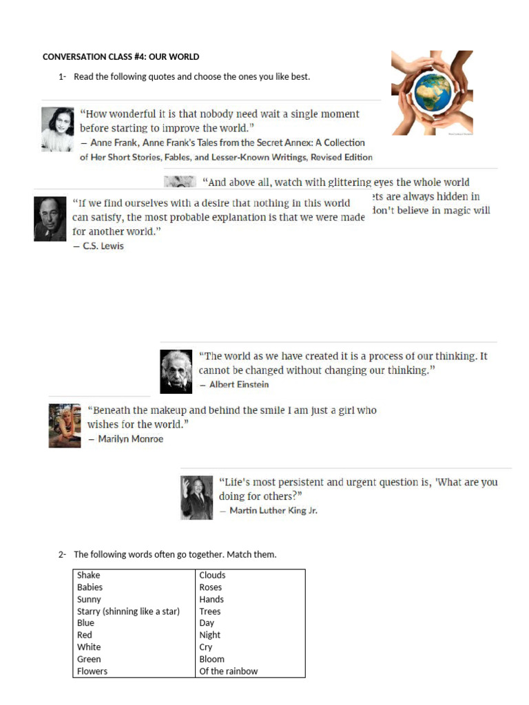 Class 4 Conversation Our World Pdf