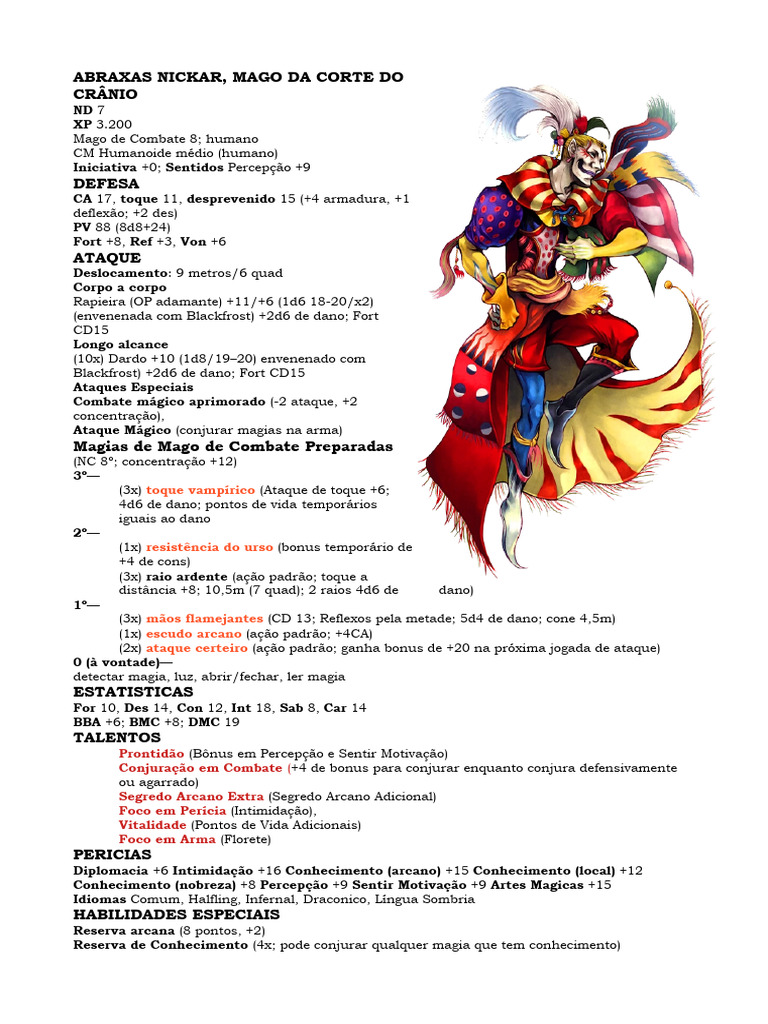 Abraxas Nickar, Mago Da Corte Do Crânio | PDF | Dragão