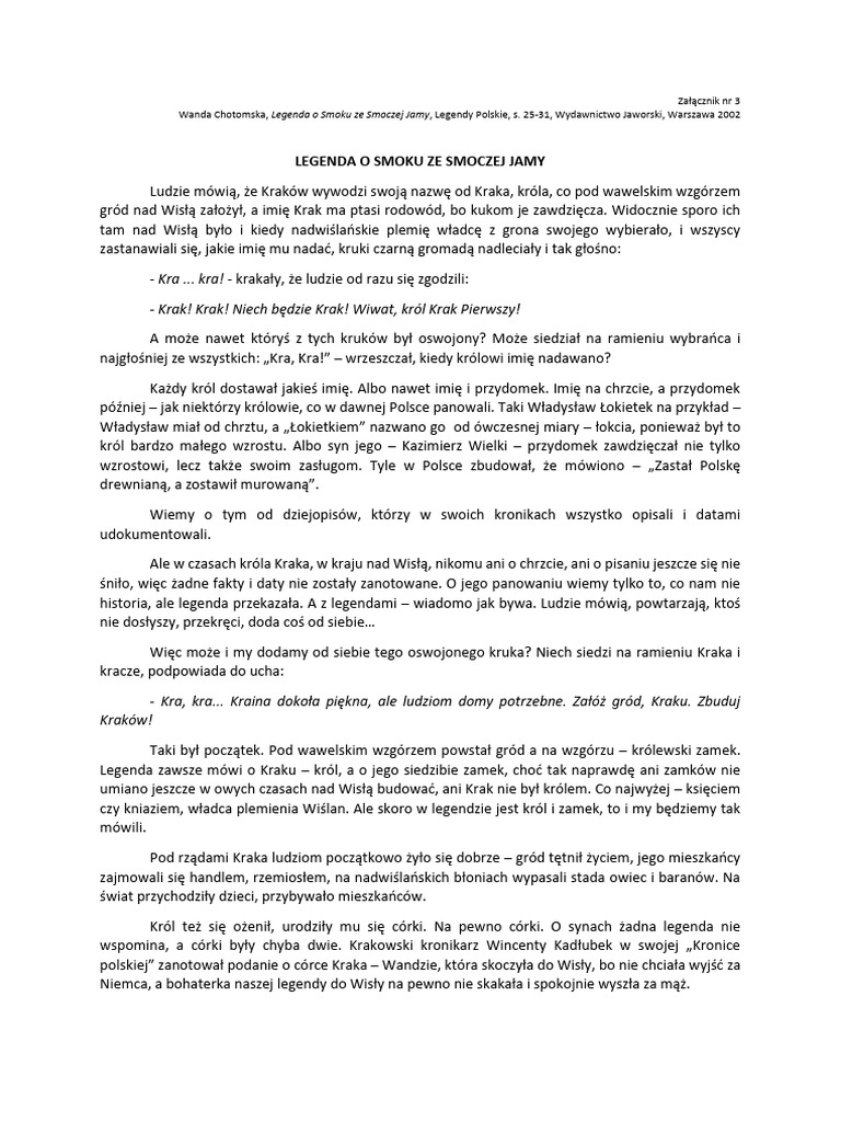 Zalacznik 3 Legenda o Smoku Nze Smoczej Jamy | PDF