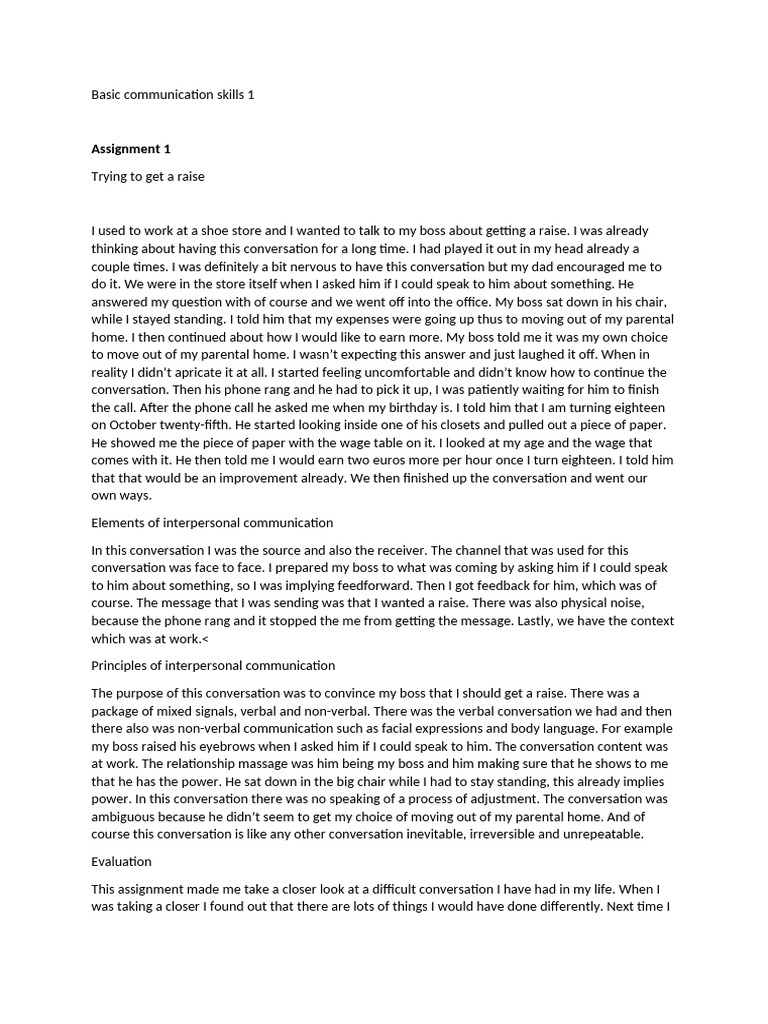 Assignment 1 Basic Communication | PDF | Communication | Human Communication