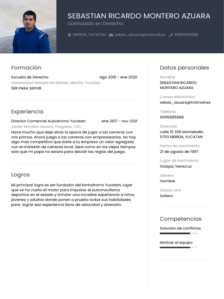 CV Sebastian Ricardo Montero Azuara | PDF