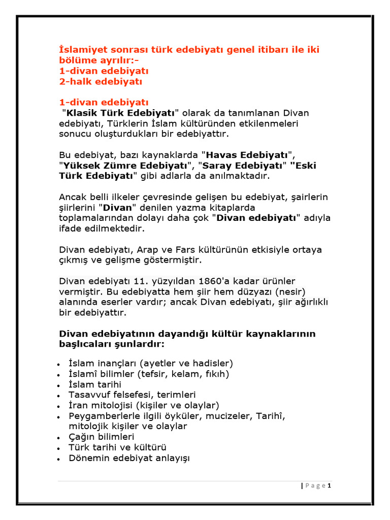 Divan Edebiyatı | PDF