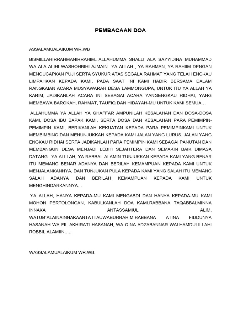 Pembacaan Doa Sertijab Kades | PDF