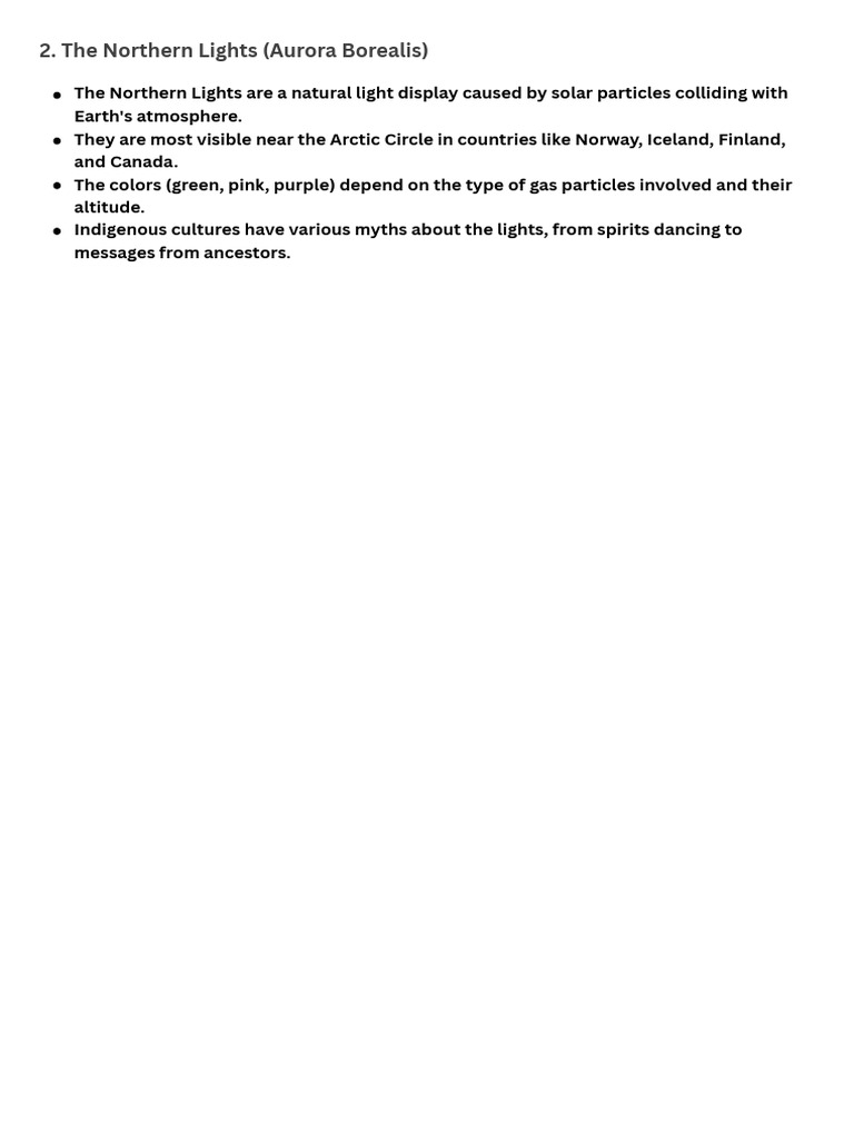 2. the Northern Lights (Aurora Borealis) | PDF