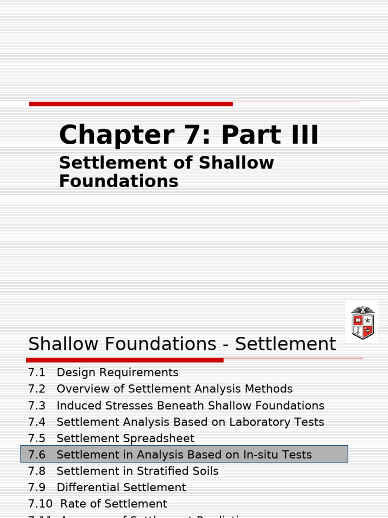 Chapter 7 Settlement Part III | PDF | Geotechnical Engineering | In Situ