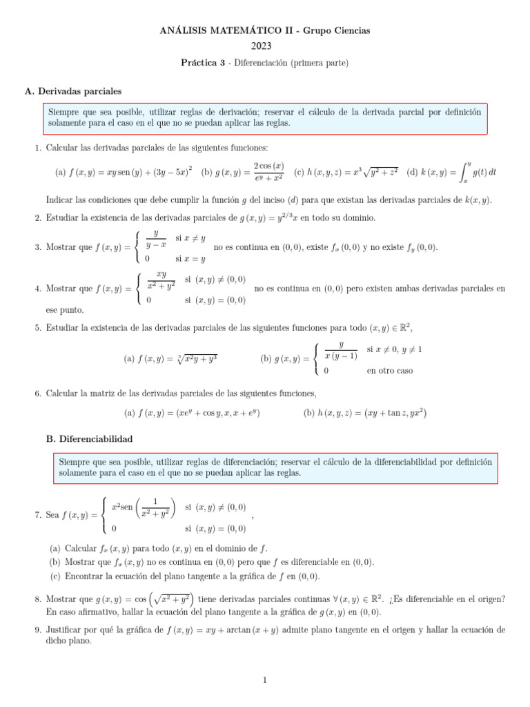 AN Alisis Matem ATICO II - Grupo Ciencias 2022 PR Actica 3 | PDF | Derivado | Función (Matemáticas)