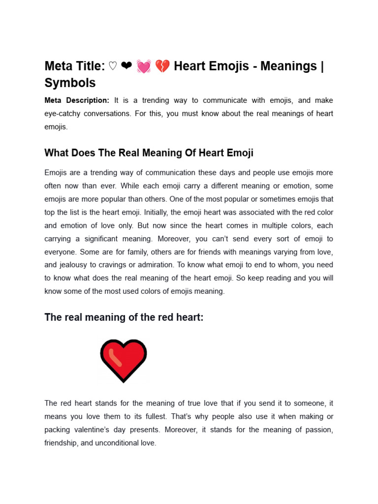 The Real Meaning To Heart Emoji | PDF | Love