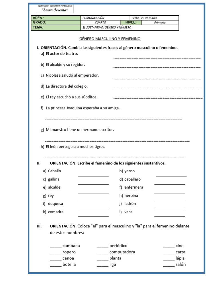 Género Del Sustantivo | PDF