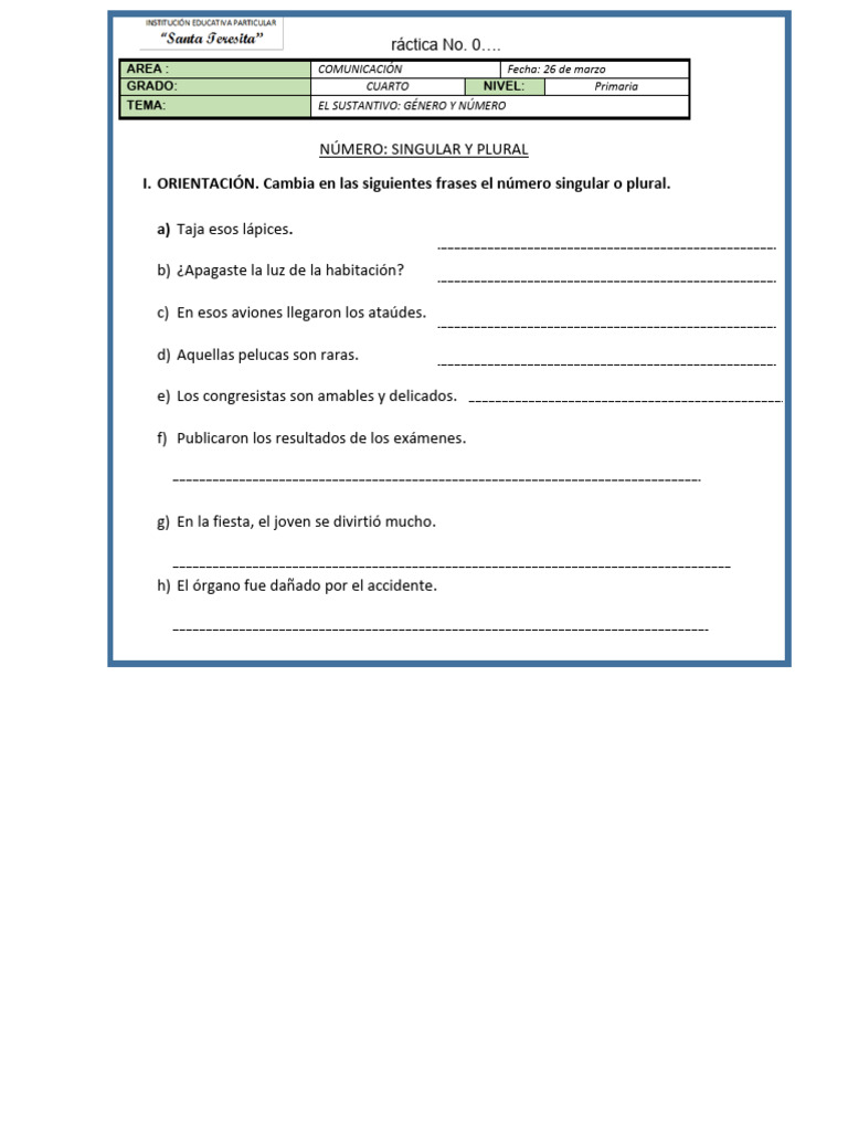 El Sustantivo-Singular y Plural | PDF