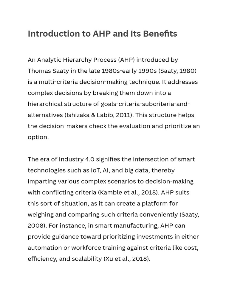 Introduction To AHP and Its Benefits | PDF | Internet Of Things | Machine Learning