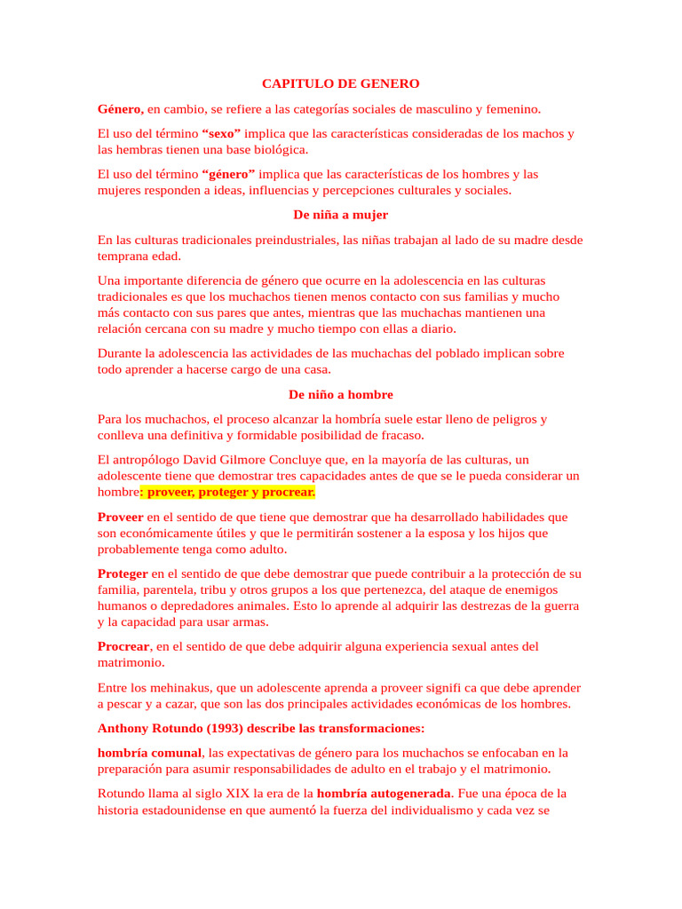 Capitulo de Genero para Lila | PDF | Estudios de género | Género