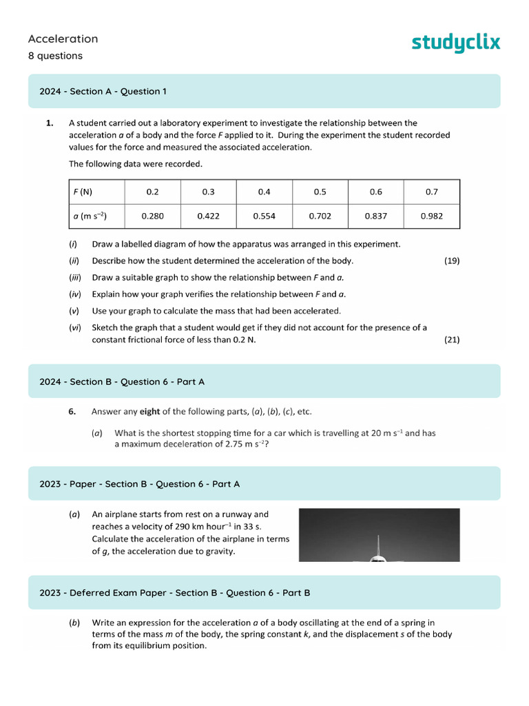 Acceleration Questions | PDF