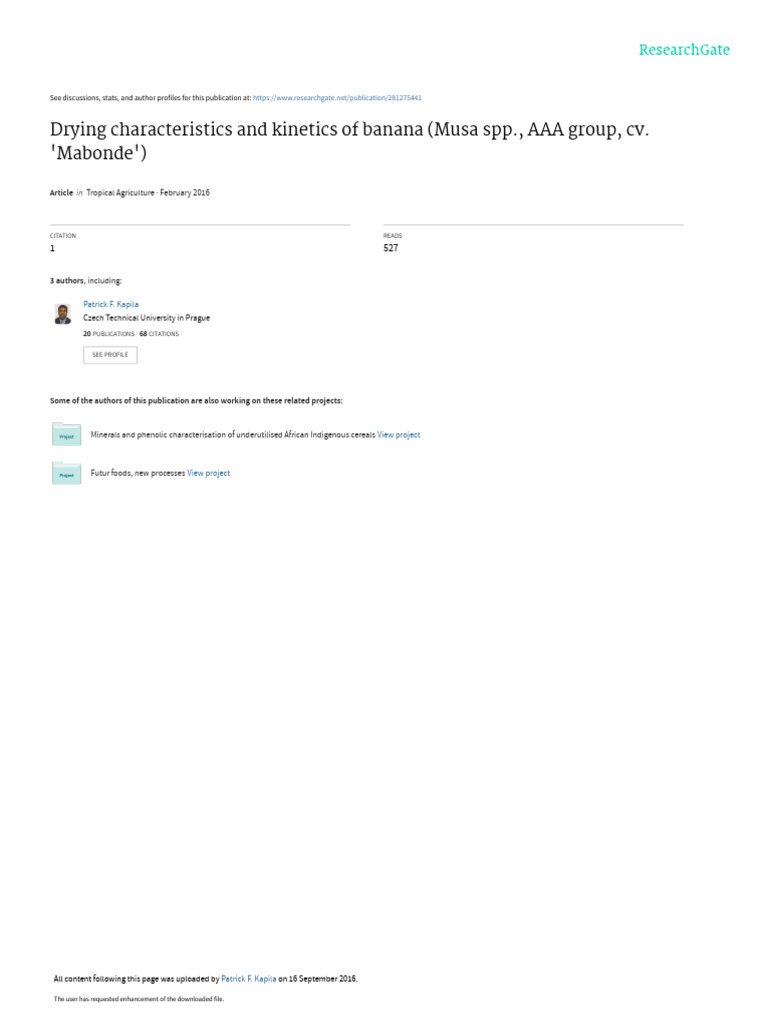 Drying Kinetics of Banana | PDF | Banana | Foods