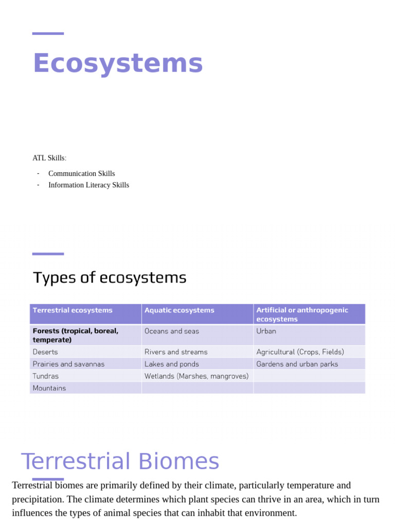 Unit 3D - Types of Ecosystems | PDF | Aquatic Ecosystem | Forests