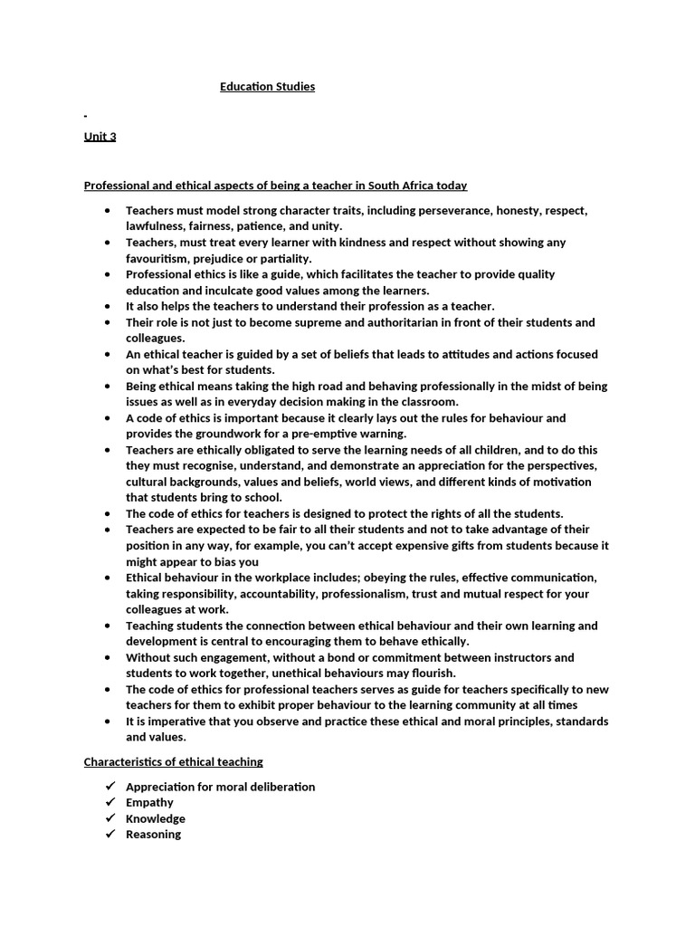 Education Studies Unit 3 L2 | PDF | Teachers | Learning