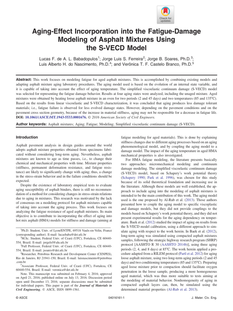 Babadopulos et al,2005 Aging-effect incorporation into the fatigue ...