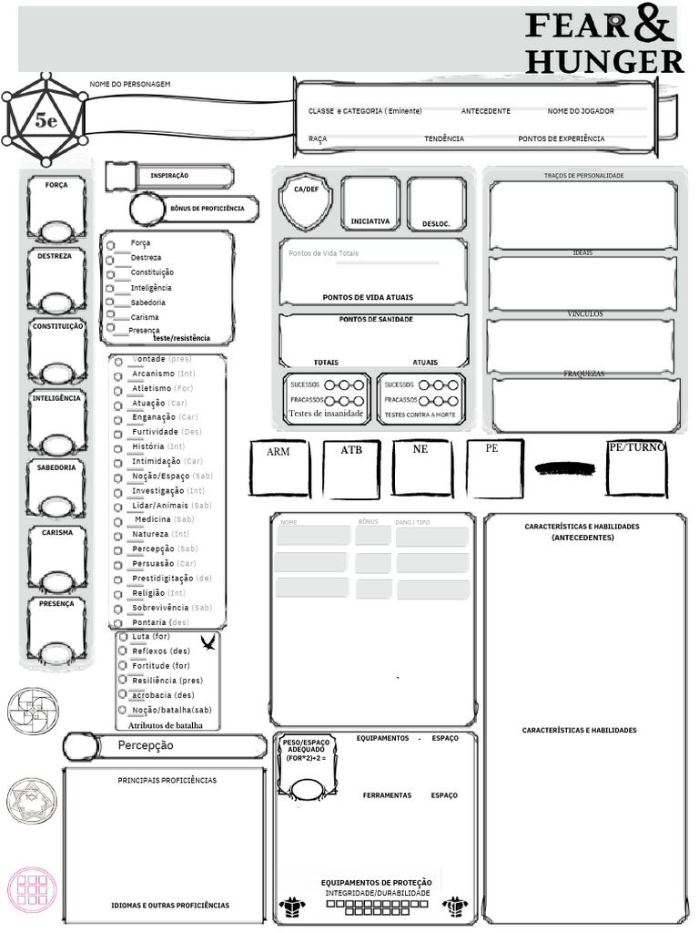 Hunter X Hunter 5e RPG - Ficha - Editável PDF | PDF