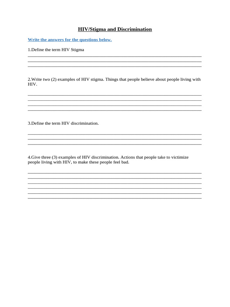 Types of HIV Stigmatization and Discrimination | PDF