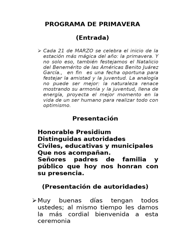 Programa de Primavera | PDF