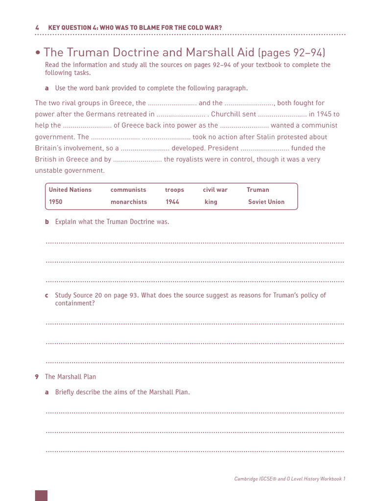 3-Truman Doctrine and Marshall Plan - Activities | PDF | Marshall Plan ...