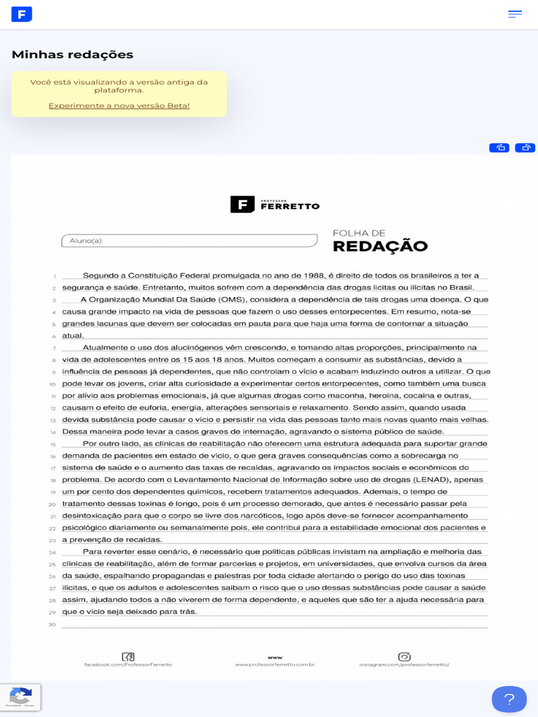 Professor Ferretto - Plataforma Do Aluno | PDF