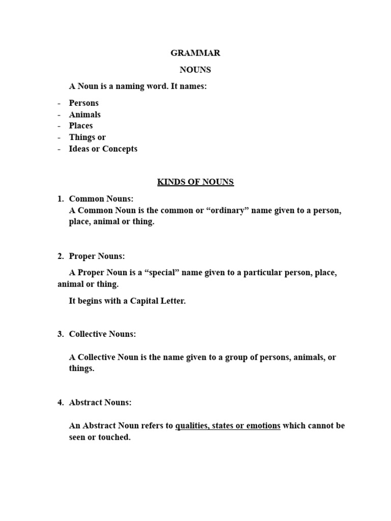 Grammar - Nouns | PDF