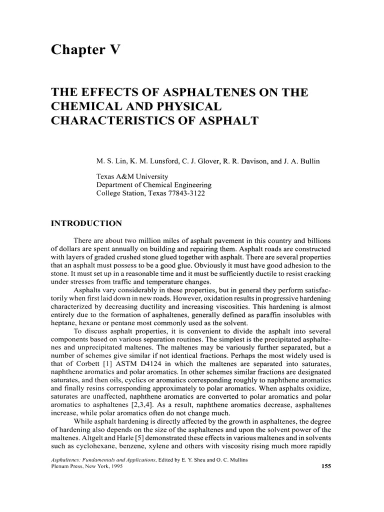 Asphaltenes' Impact on Asphalt Properties | PDF | Molecules | Solubility