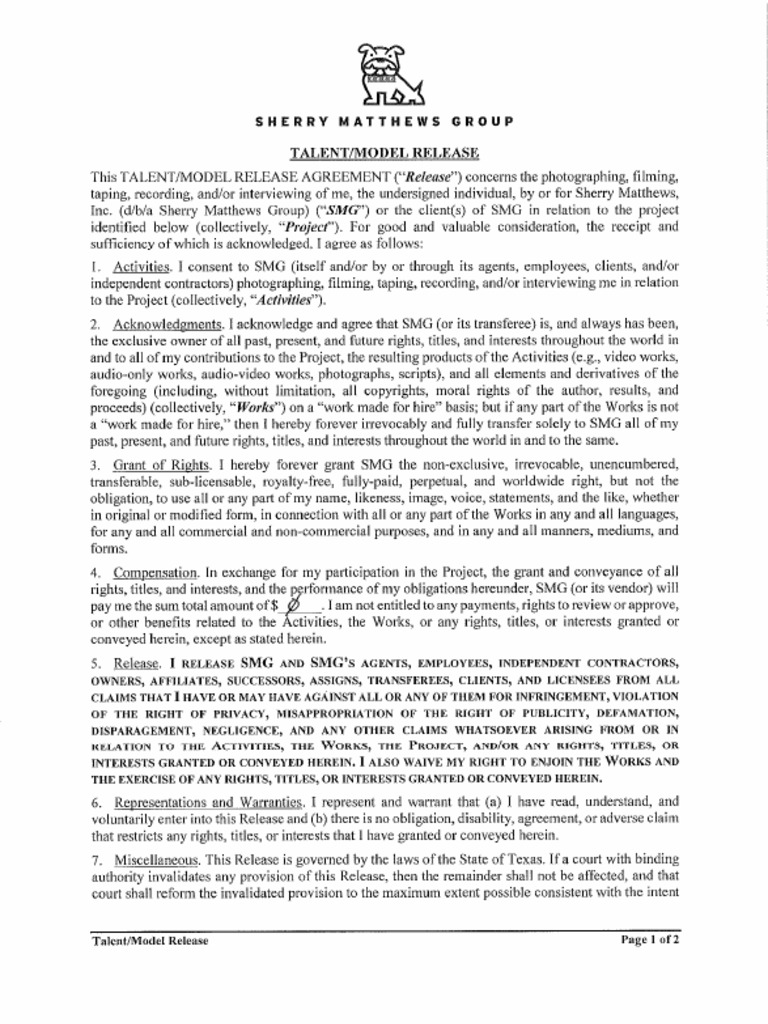 Talent Release Agreement | PDF
