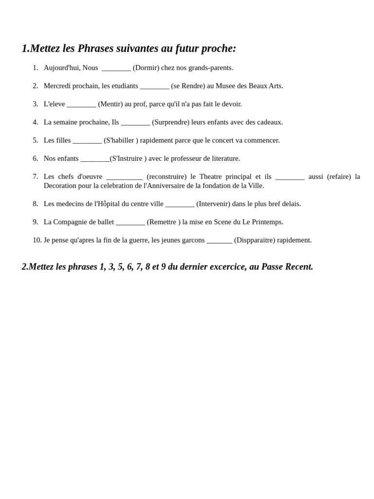 6.le Futur Proche - Le Passe Recent | PDF