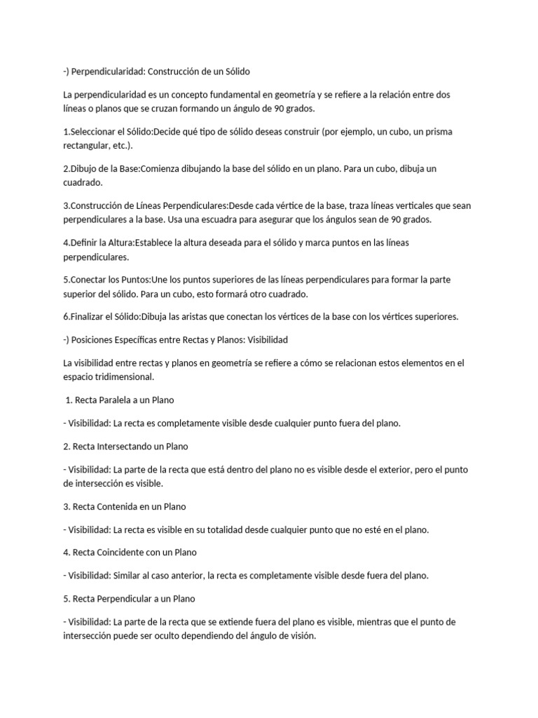 Construcción y Visibilidad de Sólidos | PDF | Rectángulo | Perpendicular