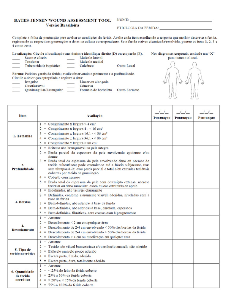 Ferramenta de Avaliação de Úlcera de Bates Jensen (BWAT - Versão ...