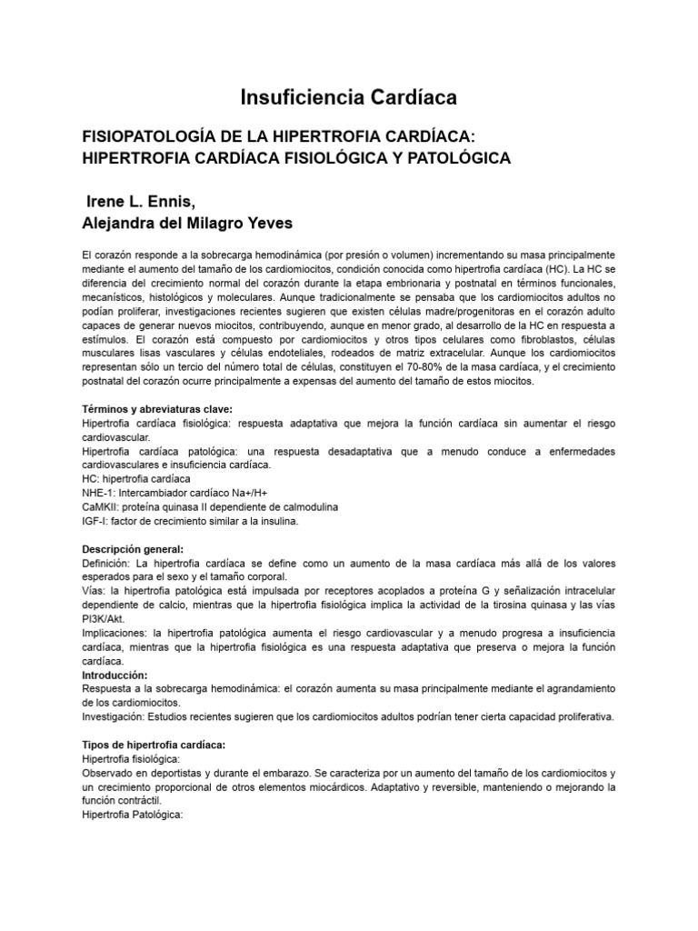 Hipertrofia Cardíaca: Tipos y Consecuencias | PDF | Insuficiencia ...