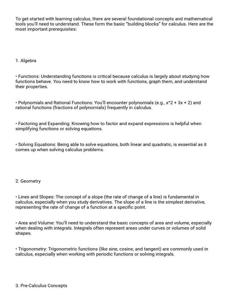 Basic Foundations For Calculus | PDF | Trigonometric Functions | Calculus