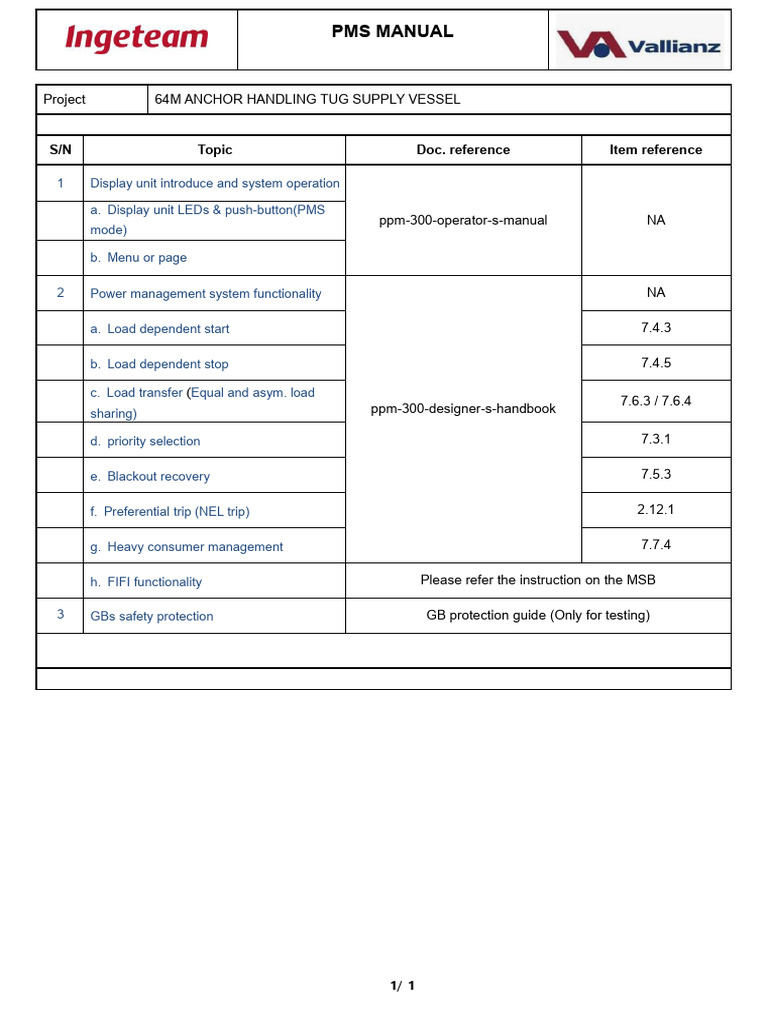 Vallianz 64mAHTS PMS MANUAL Reference | PDF