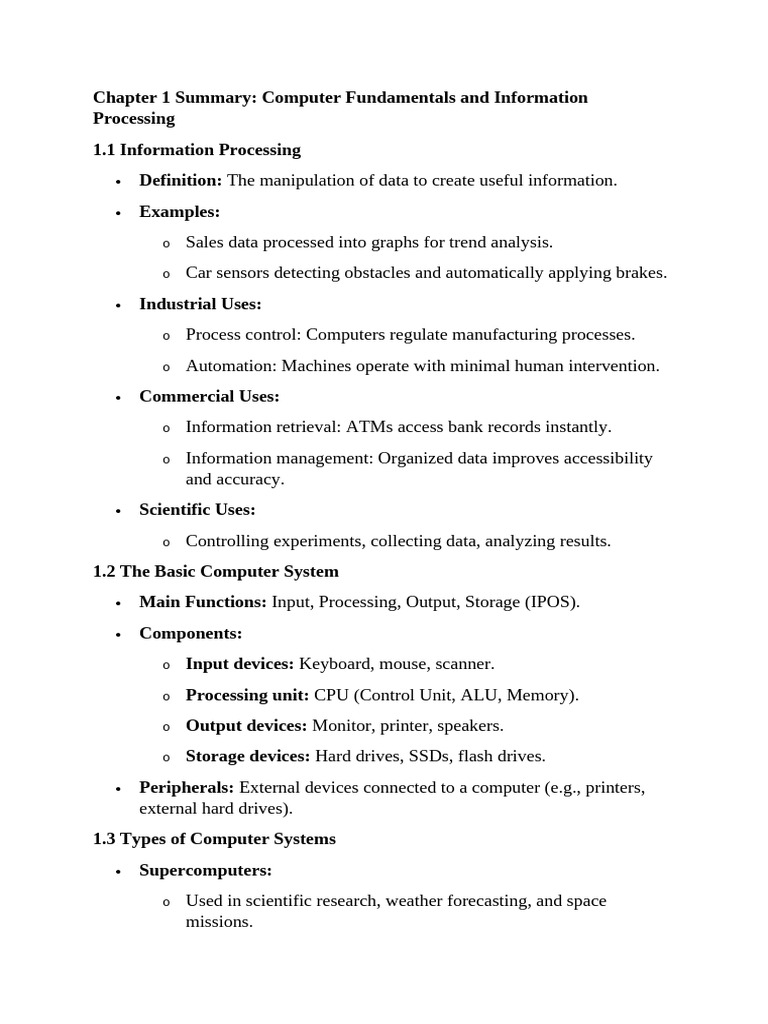 Chapter 1 Summary and Quiz (Computer Fundamentals and Information ...