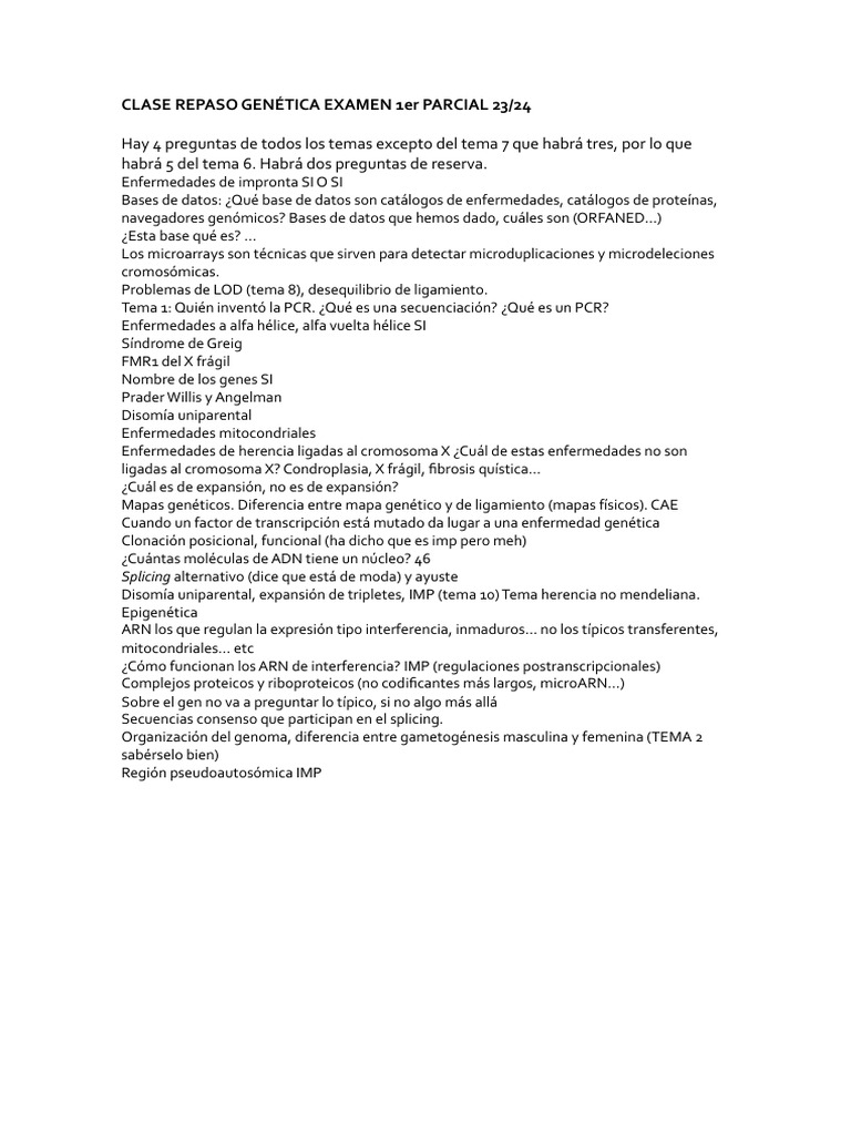 CLASE REPASO GENÉTICA EXAMEN 1er PARCIAL 3 | PDF
