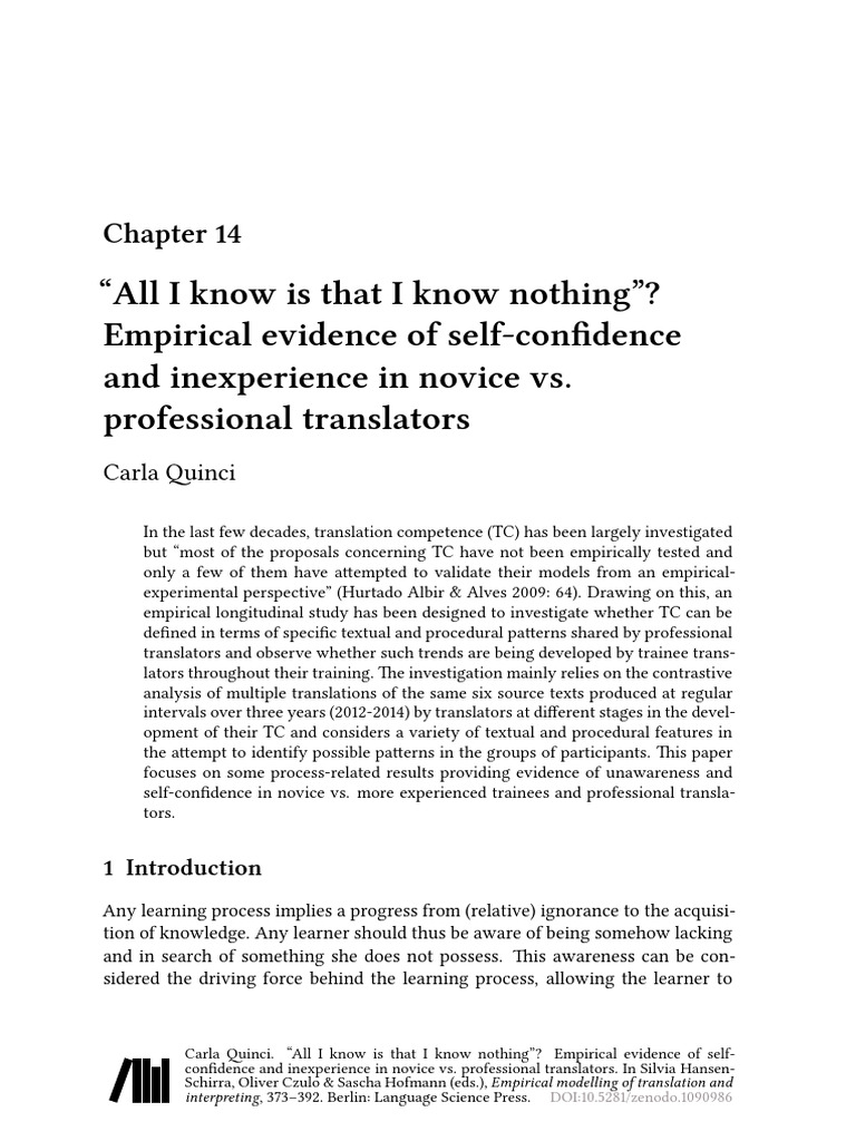 Novice vs. Professional Translators' Confidence | PDF | Translations ...