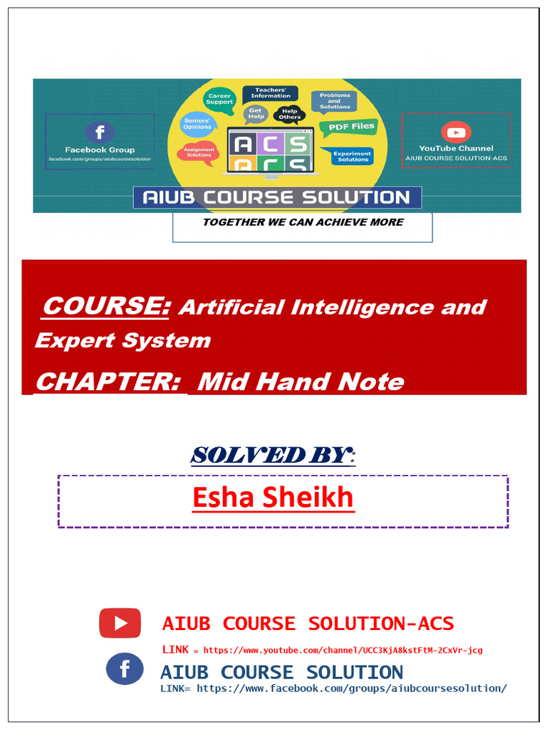 Artificial Intelligence and Expert System Mid Hand Note | PDF